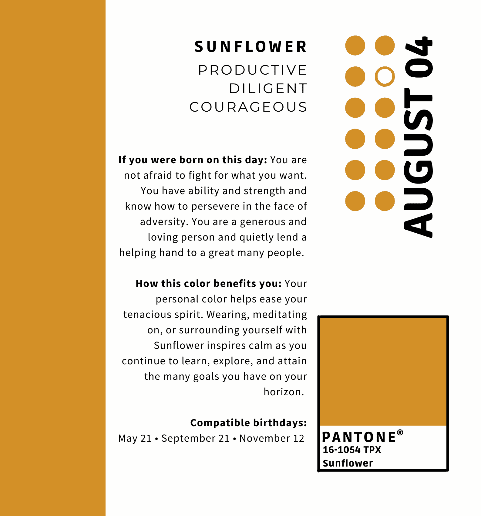 Color of the Day - Kolorguide (Pantone), Sunflower August 04